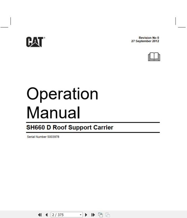 CAT Roof Support Carrier SH660 D FBL-55 Operation Manual BI001911