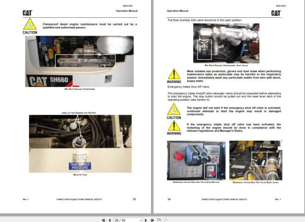 CAT Roof Support Carrier SH660 D-JE3 Operation and Service Manual BI631483