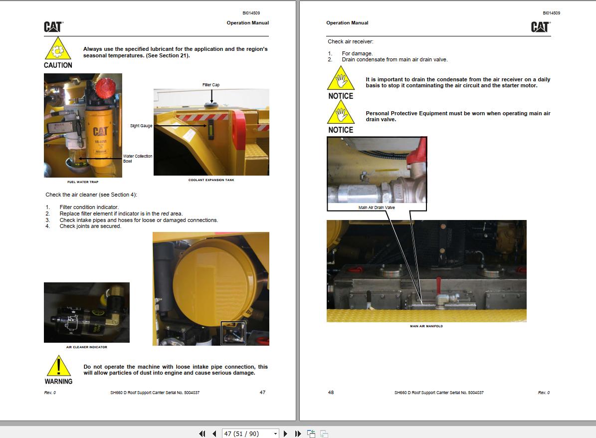 CAT Roof Support Carrier SH660 D Operation Manual BI014509 EN ZH