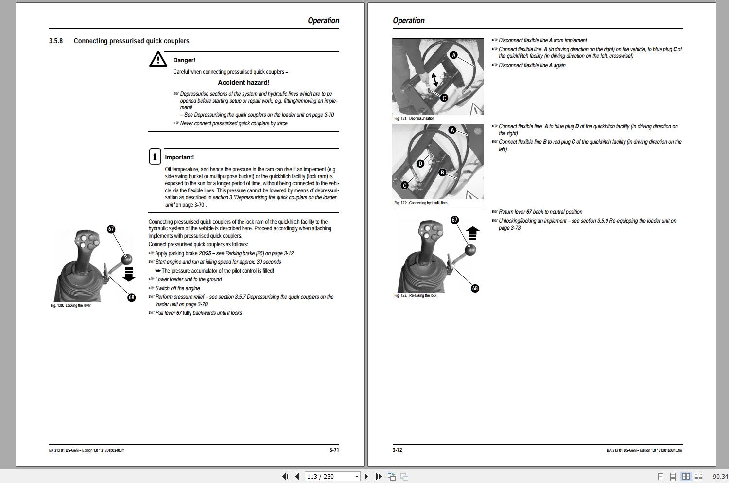 Gehl Telescopic Wheel Steer 521T Operator's Manual 909883
