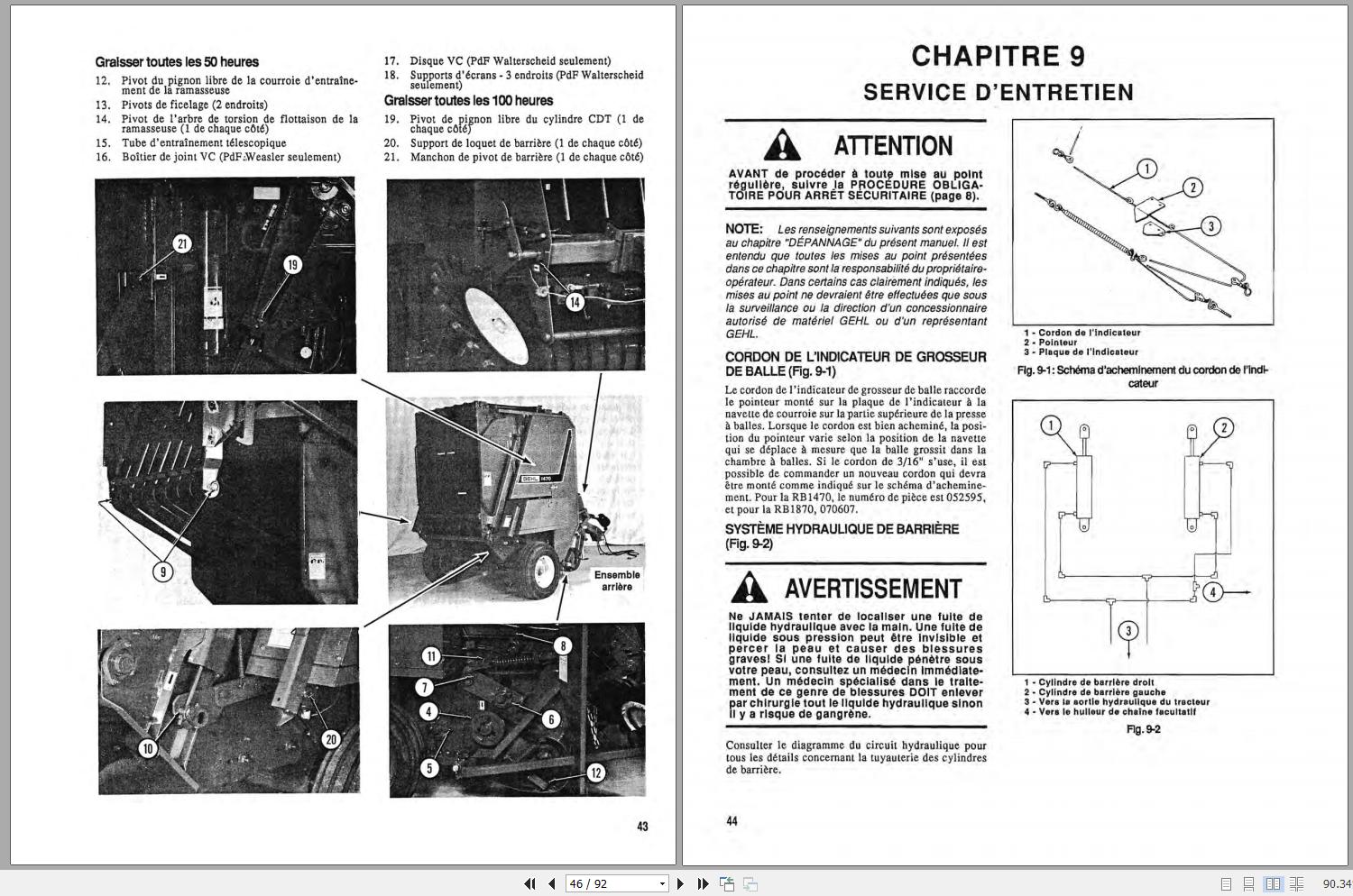 Gehl Variable Chamber RB1470 RB1870 Operator's Manual 904579A FR