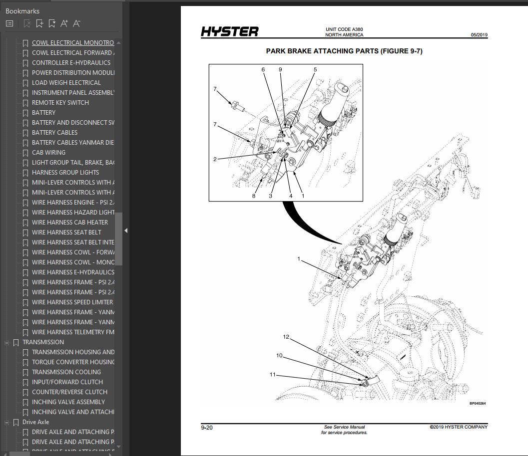 Hyster A380 H40XT H50XT H60XT Parts Manual 05.2019 4150962 PM-US-EN