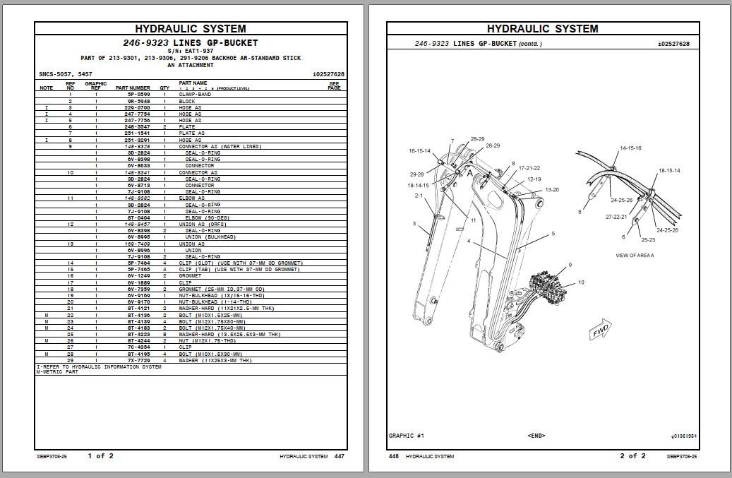 CAT Backhoe Loader 430E Center Pivot Parts Manual SEBP3708-25 2009