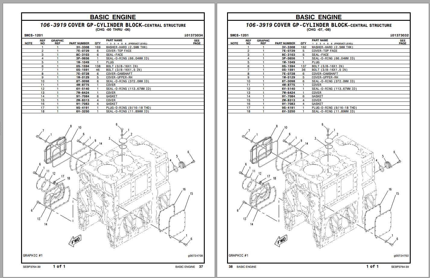 CAT Generator and Industrial Engine G3606 Parts Manual SEBP3764-39 2001