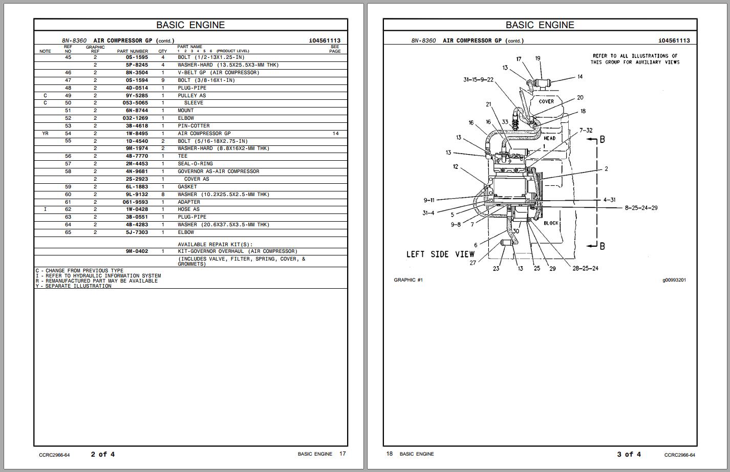 CAT Industrial Engine 3512 Parts Manual CCRC2966064 2019