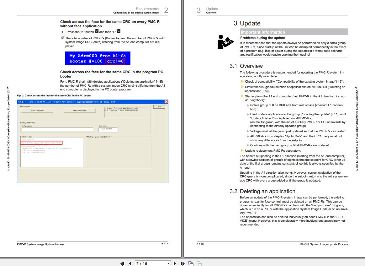 CAT Roof Support PMC-R System Image Update Process Operation and Maintenance Manual EM028139