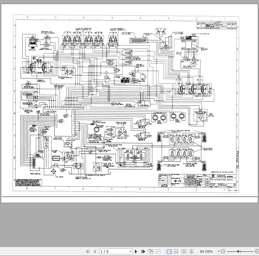 Grove Crane RT400 Hydraulic Schematic, Operation Manual