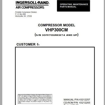 Ingersoll Rand Compressor Modules VHP300CMH Part Manual, Operation and Maintenance Manual 2013