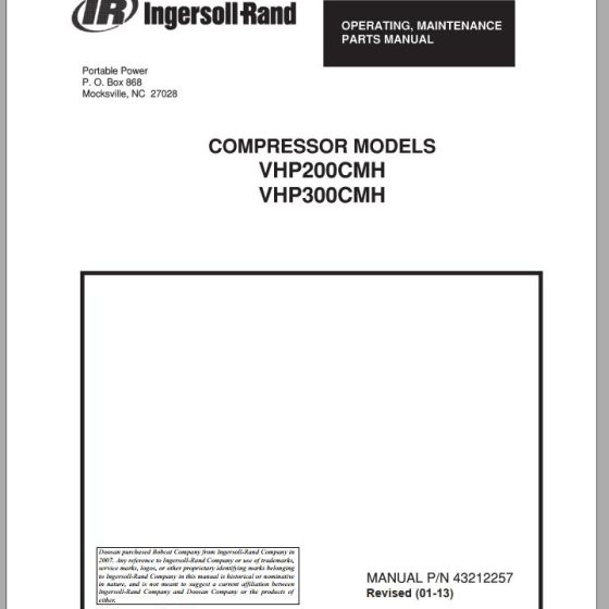 Ingersoll Rand Compressor Modules VHP400CMH Part Manual, Operation and ...