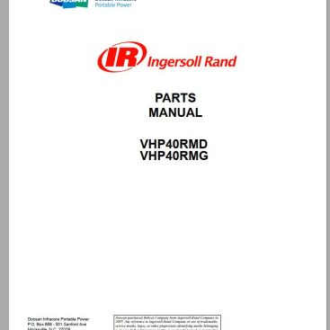 Ingersoll Rand Compressor Modules VHP40RMH Part Manual, Operation and ...