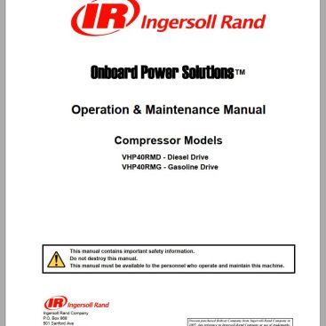 Ingersoll Rand Compressor Modules VHP40RMD Part Manual, Operation and ...