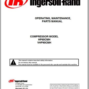 Ingersoll Rand Compressor Modules VHP40RMH Part Manual, Operation and ...