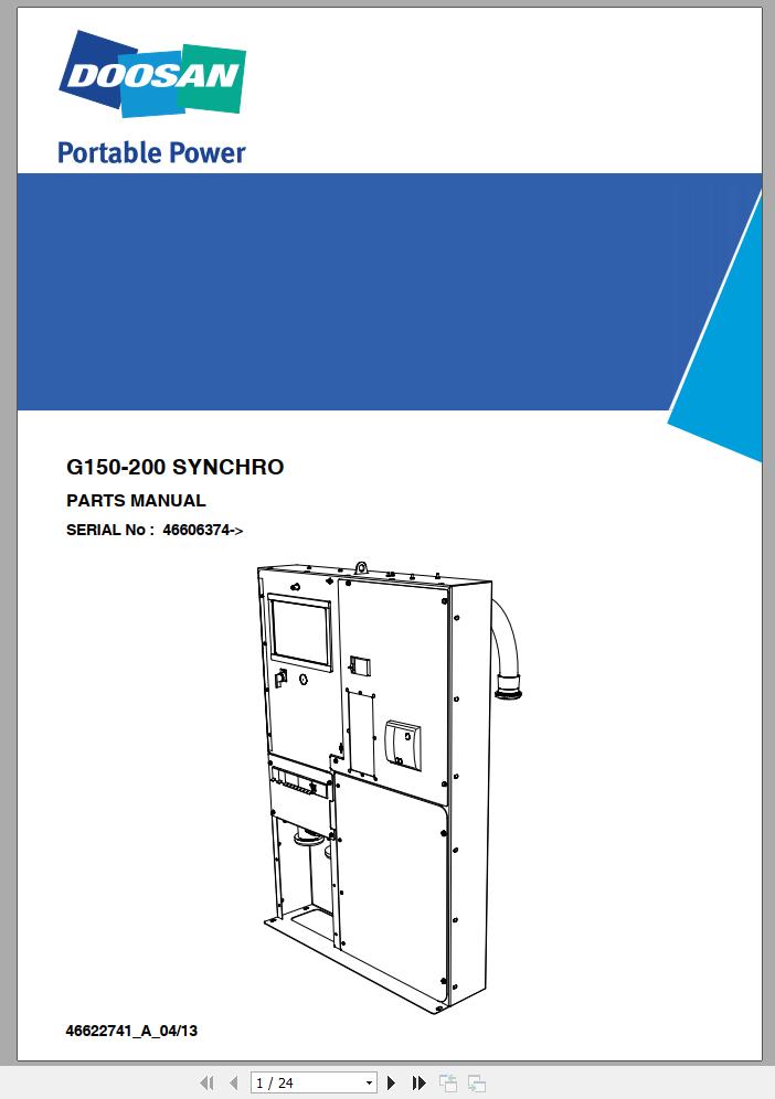 Ingersoll Rand Generator G150 Parts Manual 2018