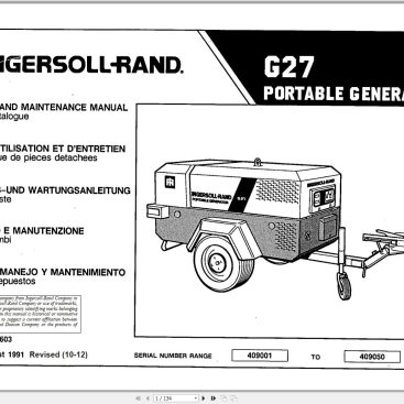 Ingersoll Rand Generator G20 SIIIA Operation and Maintenance Manual 2018