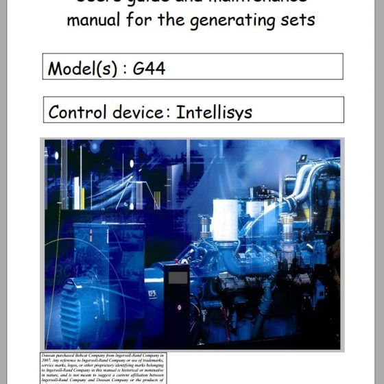 Ingersoll Rand Generator G40 SIIIA Operation and Maintenance Manual 2018