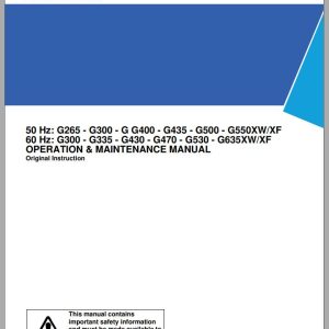 Ingersoll Rand Generator G625 XW XF Operation and Maintenance Manual 2015