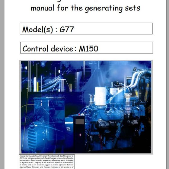 Ingersoll Rand Generator G80 Operation and Maintenance Manual 2012