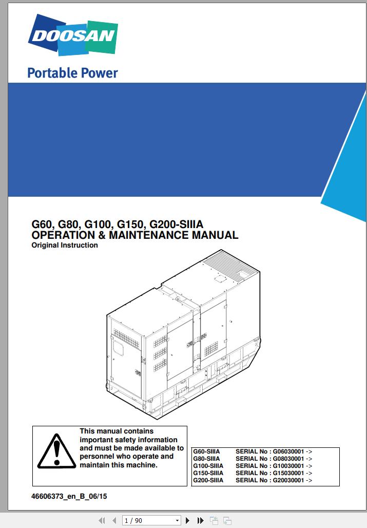 Ingersoll Rand Generator G80 SIIIA Operation and Maintenance Manual 2015