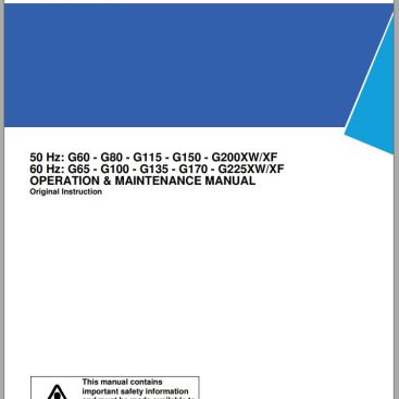 Ingersoll Rand Generator G80 SIIIA Operation and Maintenance Manual 2015