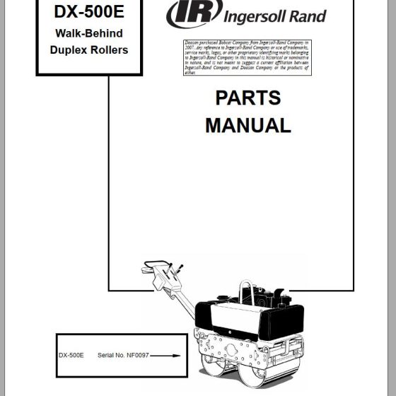 Ingersoll Rand Light Compaction DX-70 Parts Manual, Operating and Maintenance Manual 2013