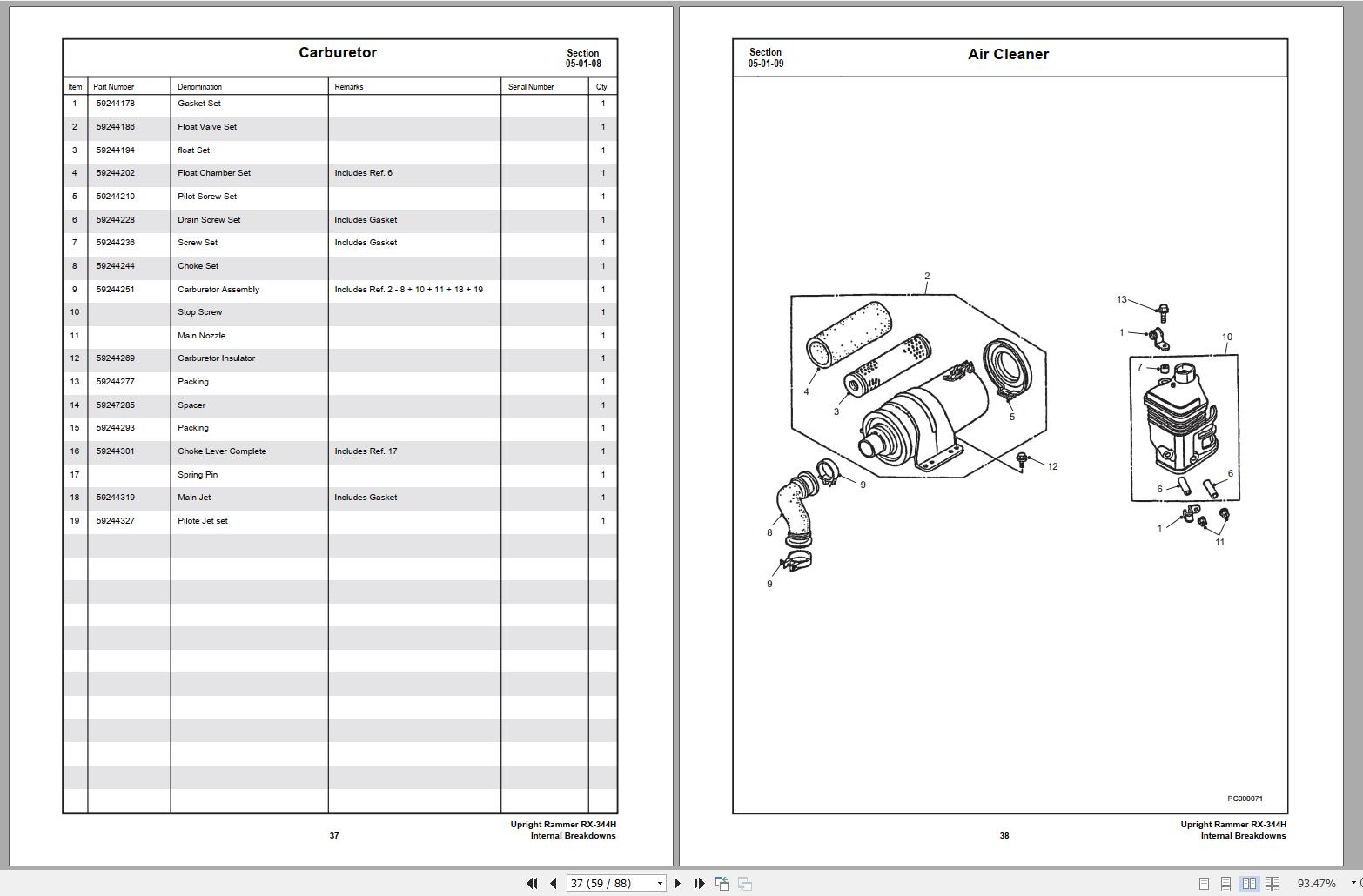 Ingersoll Rand Light Compaction RX-344H Parts Manual 2013
