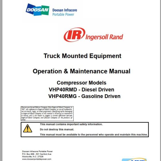Ingersoll Rand Onboard Power VHP40RMH Operation & Maintenance Manual 2012
