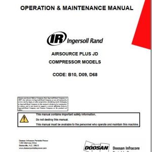Ingersoll Rand Portable Compressor C185 Operation Maintenance Manual 2012