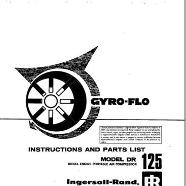 Ingersoll Rand Portable Compressor DR85 Gyro-Flo Instructions and Parts List 2012
