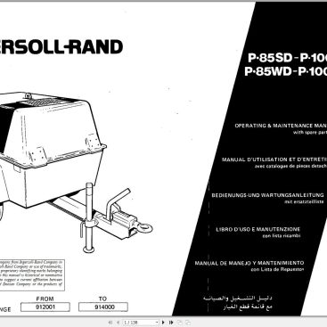 Ingersoll Rand Portable Compressor P101 Parts Manual, Operation and ...