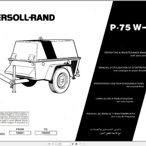 Ingersoll Rand Portable Compressor P85 Parts Manual, Operation and ...