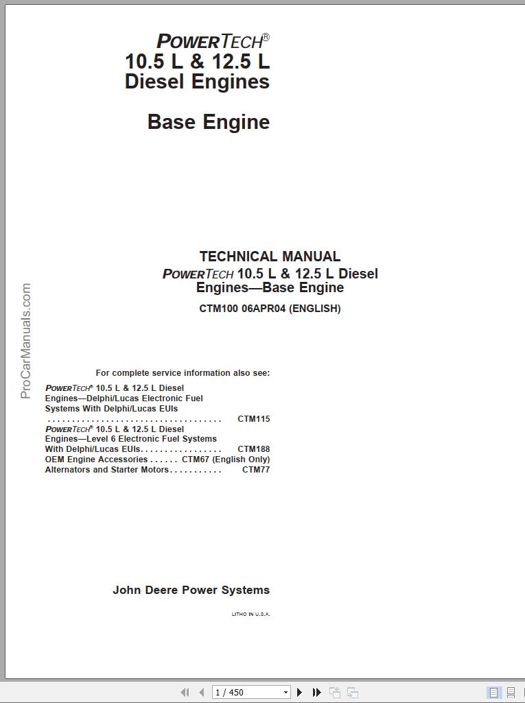 John Deere Diesel Engines PowerTech Plus 4.5L 6.8L Base Engine ...