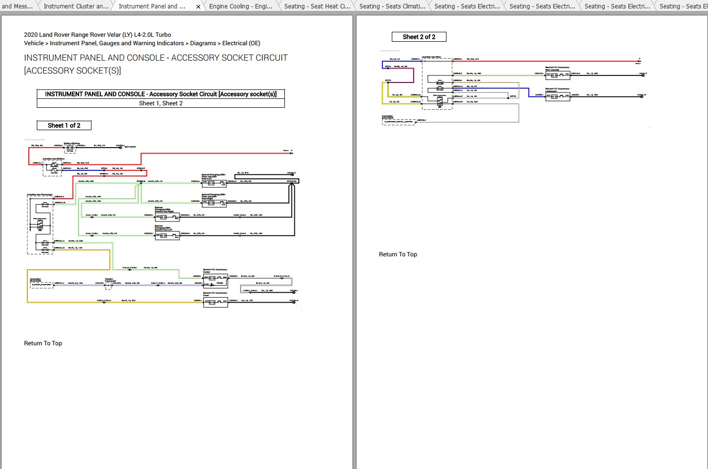 Land Rover Range Rover Velar (LY) L4-2.0L Turbo 2020 Electrical Wiring ...