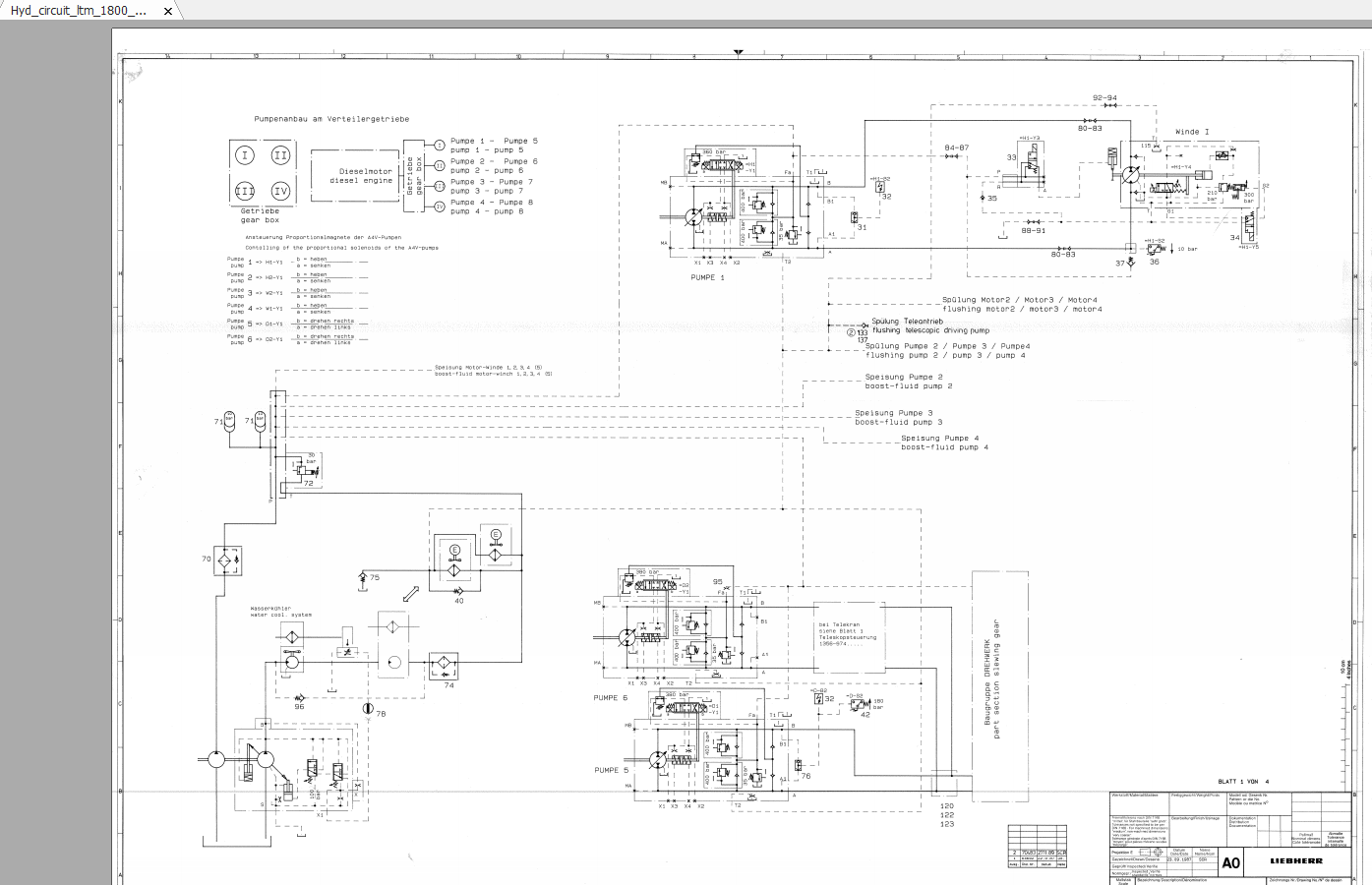Liebherr Crane LTM 1800 Service Manual, Operators Manual & Schematic