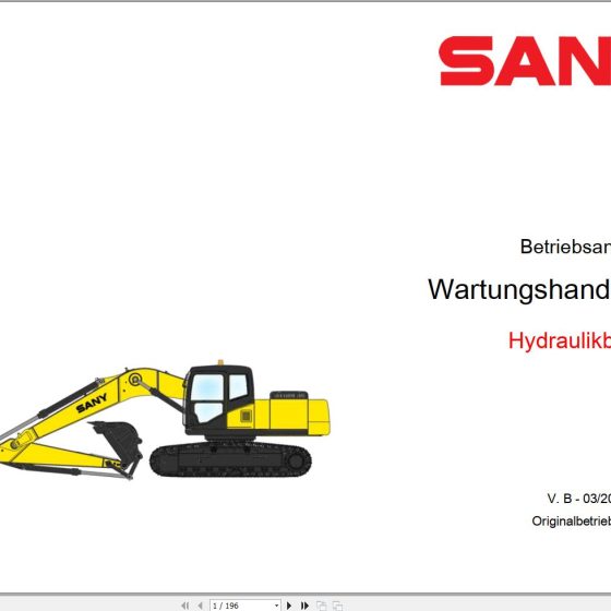 Sany Hydraulic Excavator SY365 Operation and Maintenance Manual DE