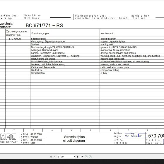 Bomag BC 671…972 RB_RS EPA II Drawing-No.57070026 Circuit Diagram 2002 ...