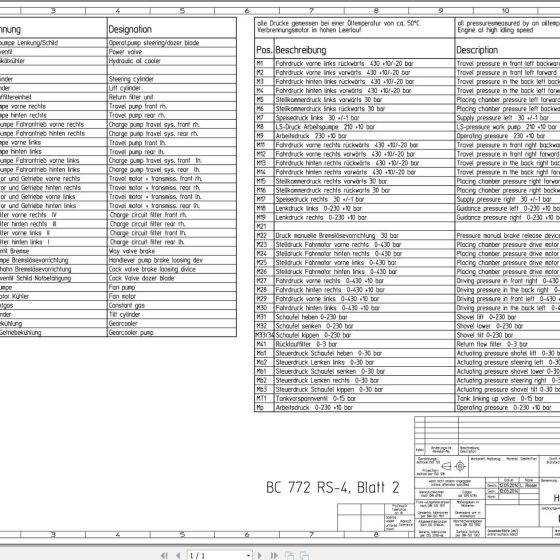 Bomag BC 772 RB-4 Drawing-No.A57190823_01_001 Hydraulic Schematic 2013 EN DE