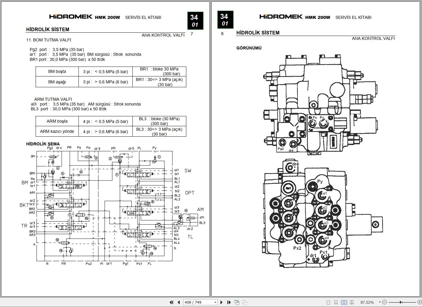 Hidromek Excavator HMK 200W-2 Service Manual TR