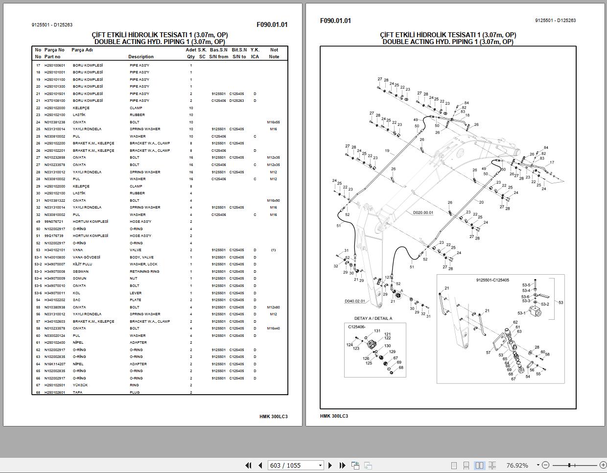 Hidromek Excavator HMK 300 LC-3 Spare Parts Catalog 9134501- Izusu ...