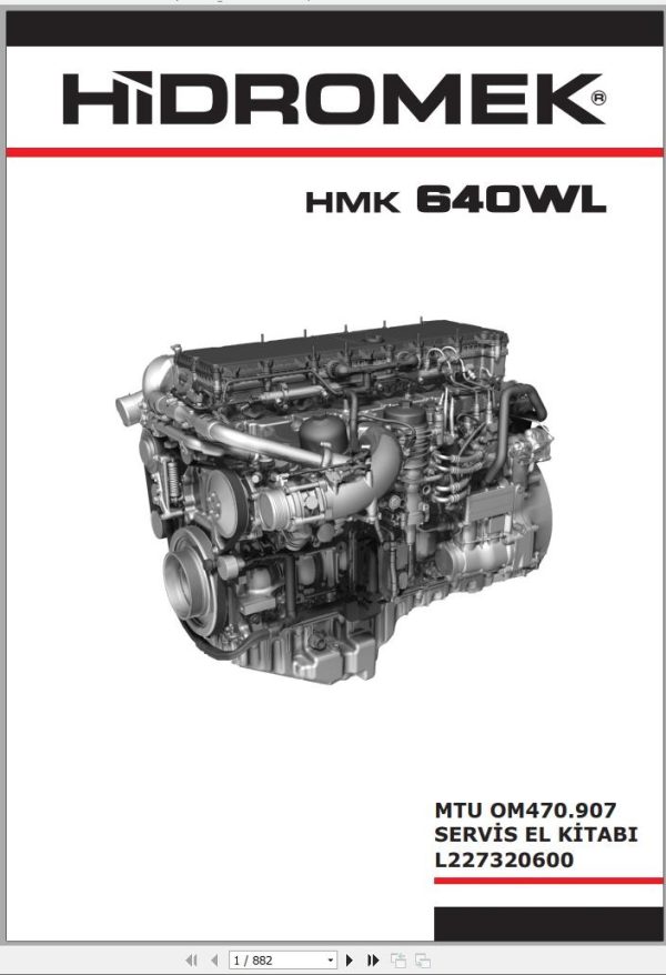 Hidromek Wheel Loader HMK 640WL and MTU OM470.907 Engine Service Manual TR