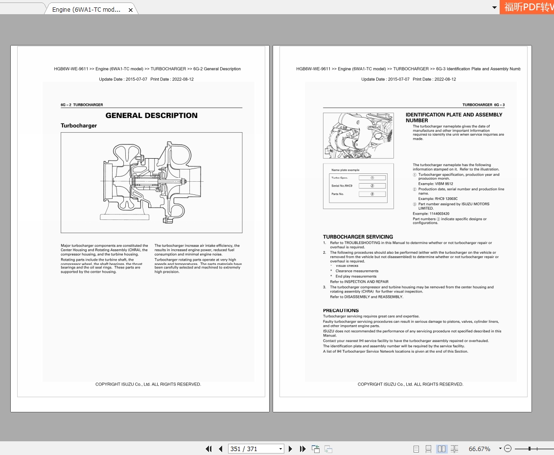 Isuzu Truck CE & LV Series Workshop Service Information