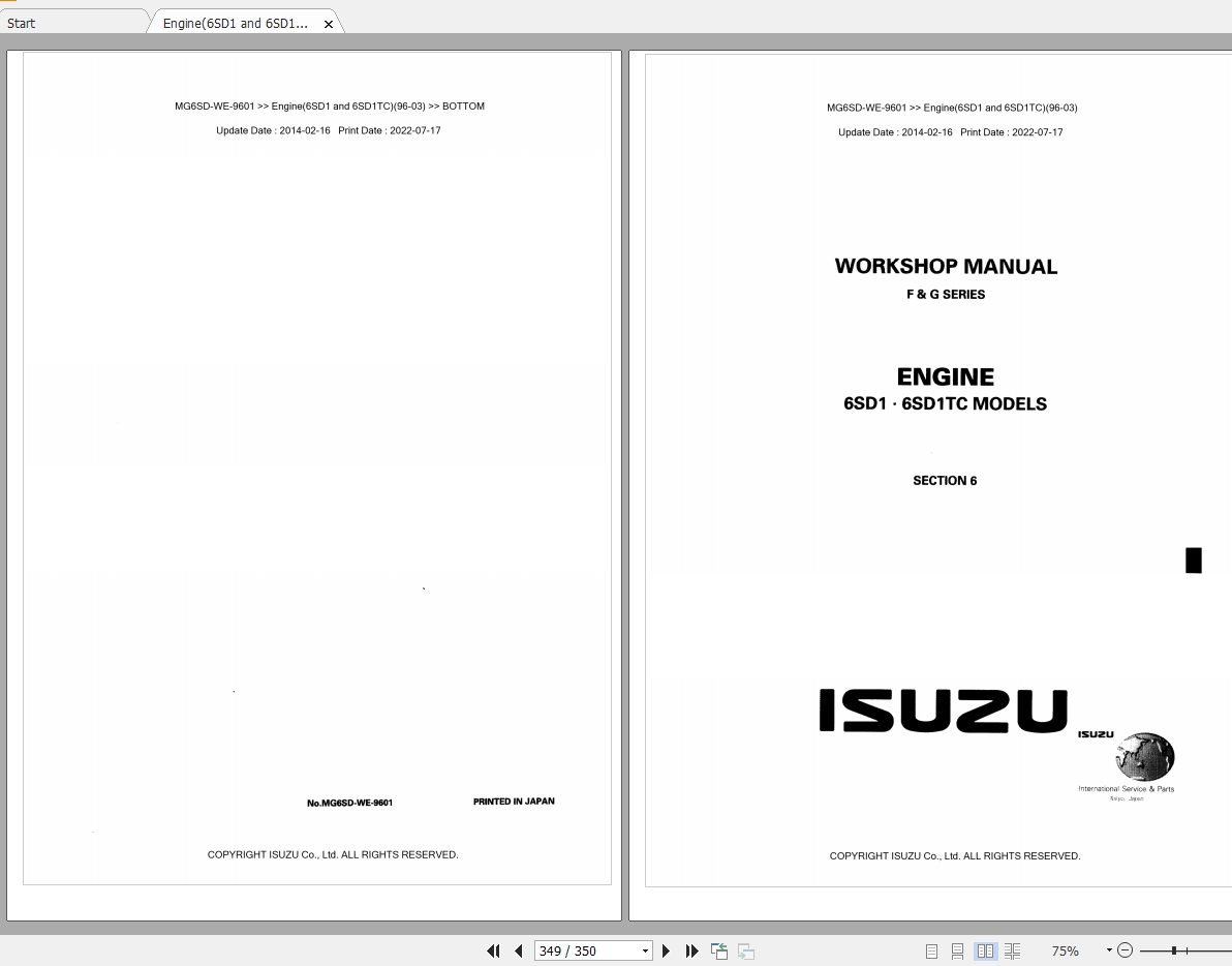 Isuzu Truck F Series Workshop Service Information