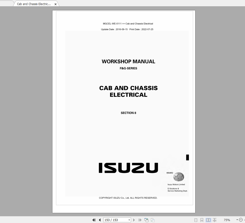 Isuzu Truck FG Series Workshop Service Information