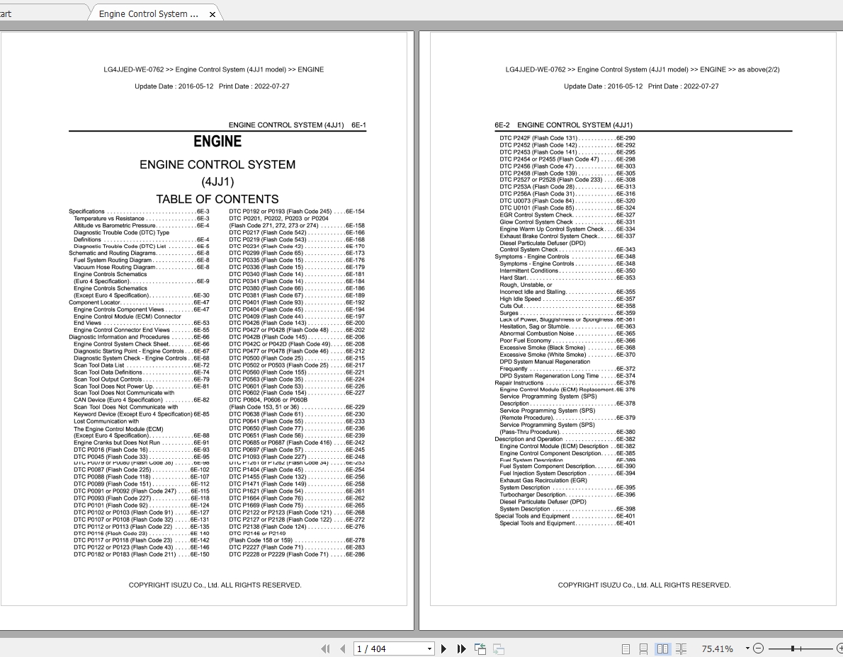 Isuzu Truck FX FY GX Series Workshop Service Information