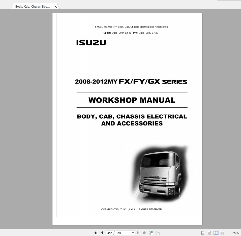 Isuzu Truck FX GX Series Workshop Service Information
