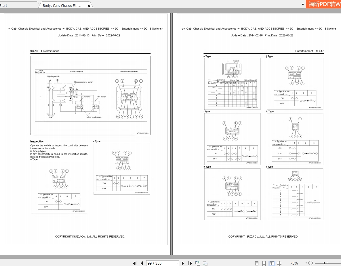 Isuzu Truck FX GX Series Workshop Service Information