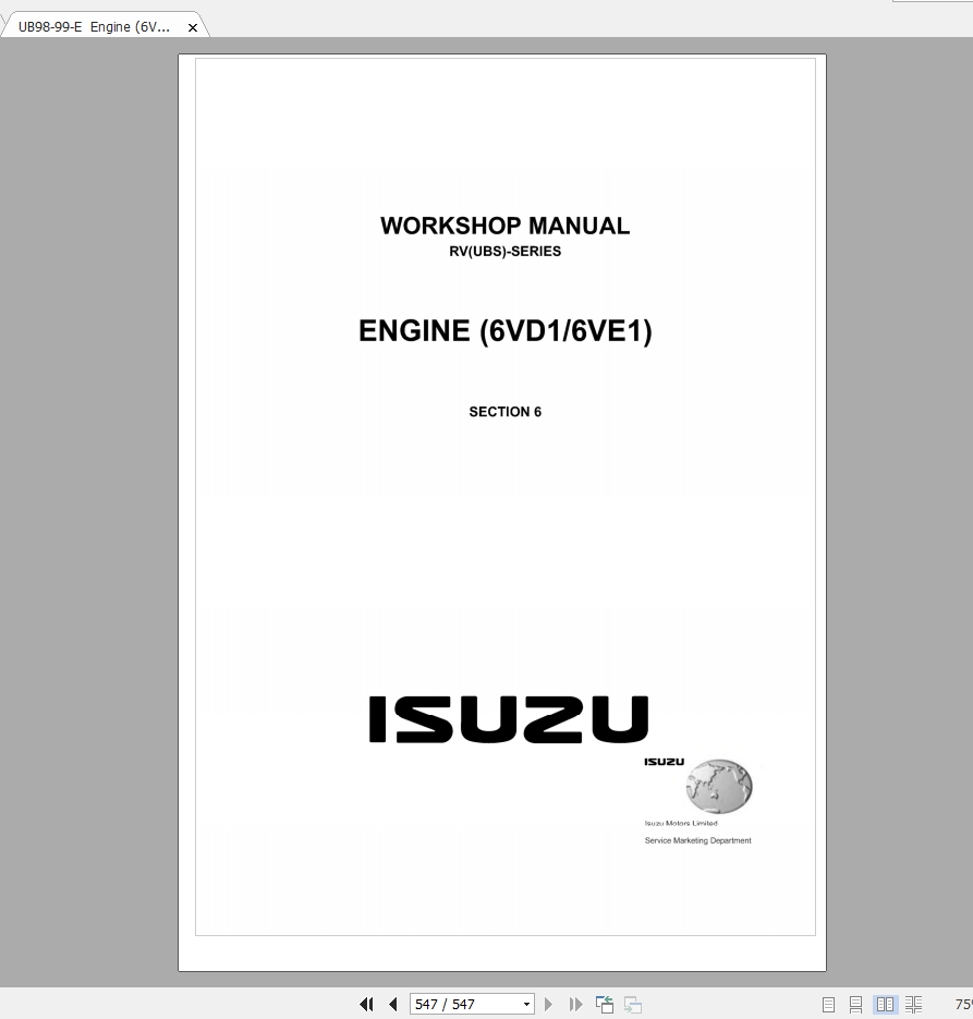 Isuzu Truck UB UC Series Workshop Service Information PDF