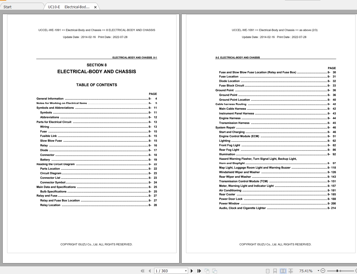 Isuzu Truck UB UC Series Workshop Service Information PDF