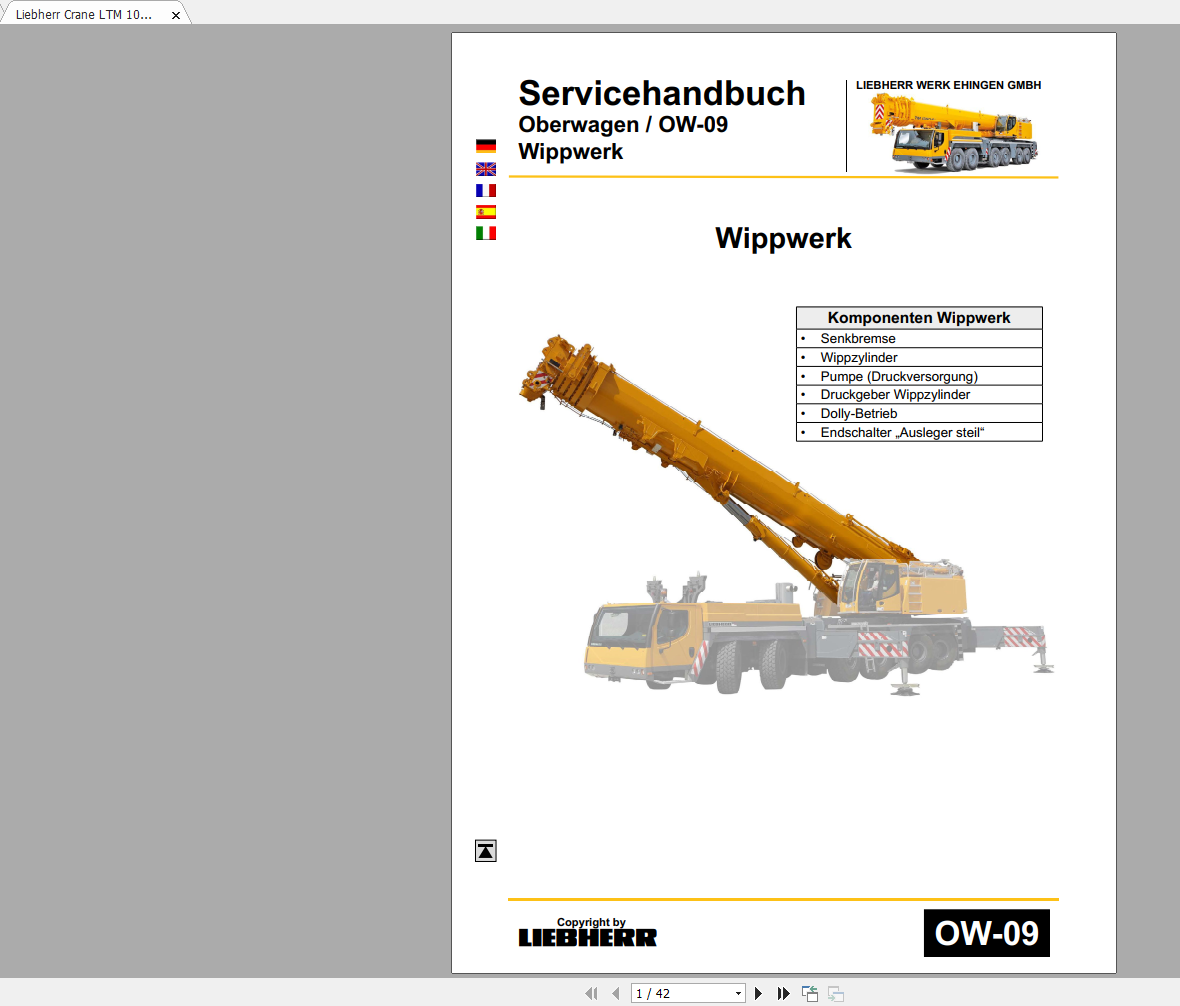 Liebherr Crane LTM 1050-3.1 Full Service Infomation PDF How To Download