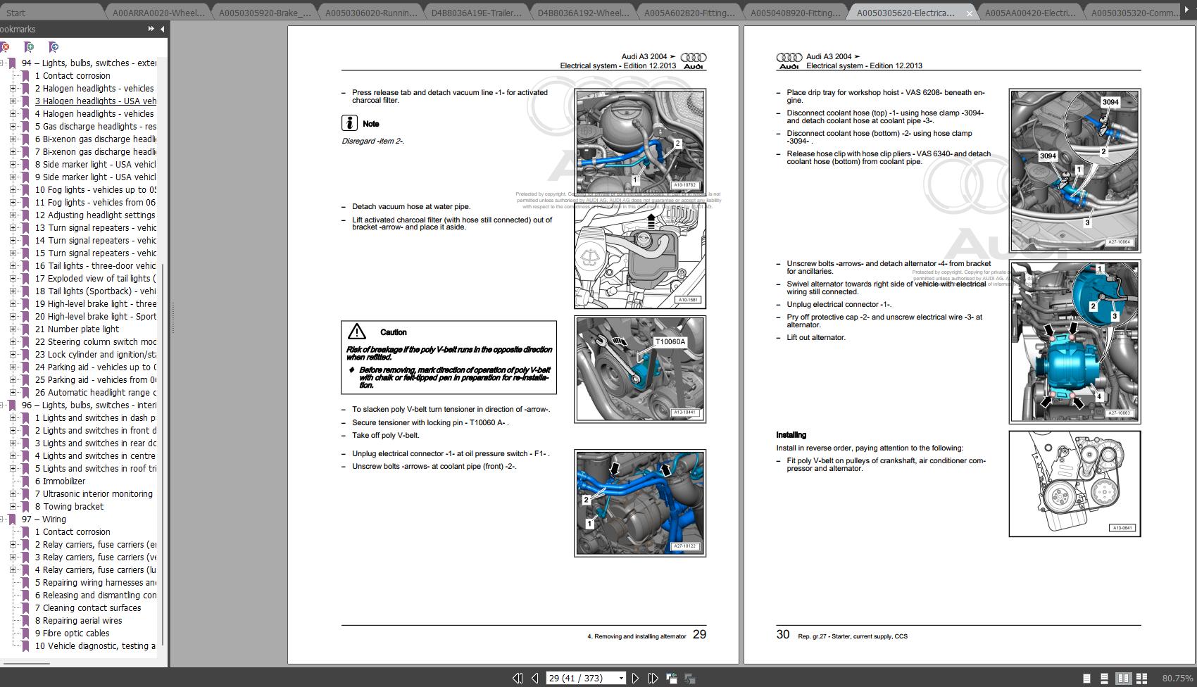 AUDI A3 8P 2004-2013 WORKSHOP MANUALS