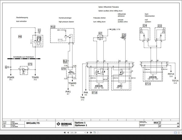 Bomag BM2000-75 BM2200-75 Hydraulic Schematic Function 553 2018 EN DE
